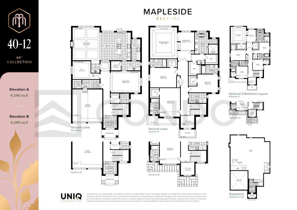 Mapleside Meadows Homes | 40-12 ELEV A | 4248 Sq.Ft. | 4B | Floor Plans ...