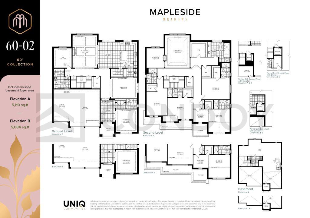 Mapleside Meadows Homes | 60-02 ELEV A | 5149 Sq.Ft. | 5B | Floor Plans ...