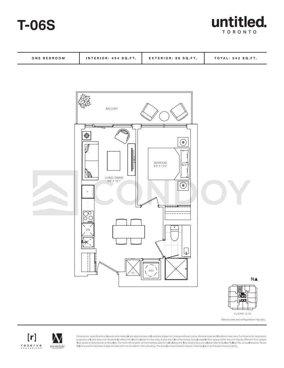 Untitled Toronto Condos | T‐06S | 454 SQF | 1B | Floor Plans | CondoY