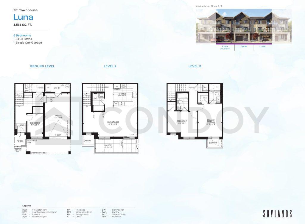 Skylands Townhomes | Luna | 1,561 To 1,646 Sq.Ft. | 3B | Floor Plans ...