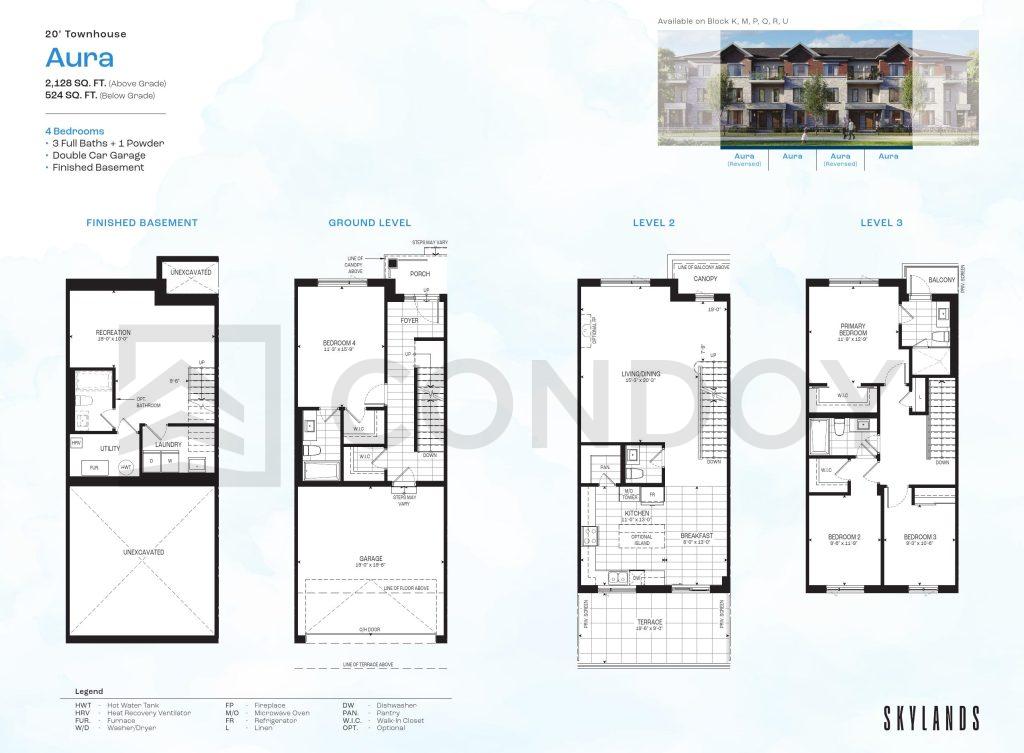 Skylands Townhomes | Aura | 2,128 To 3,196 Sq.Ft. | 4B | Floor Plans | CondoY